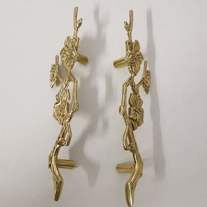 Solid Brass Flower Knob: Gold Dresser Drawer Pull, Cabinet Hardware - Etsy