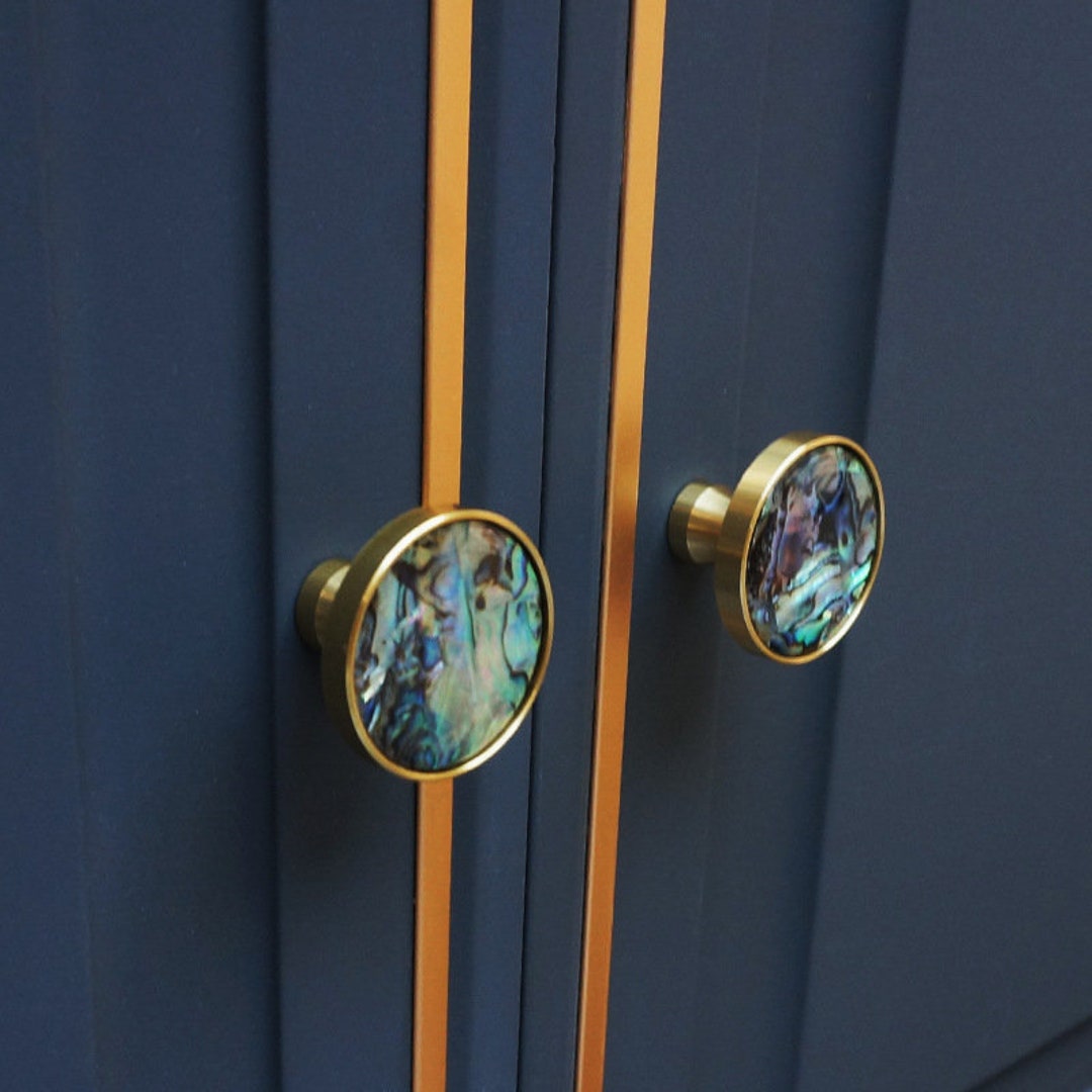 Colorful Shell Brass Knobs Cabinet Knobs Creative Brass Wardrobe Knobs ...