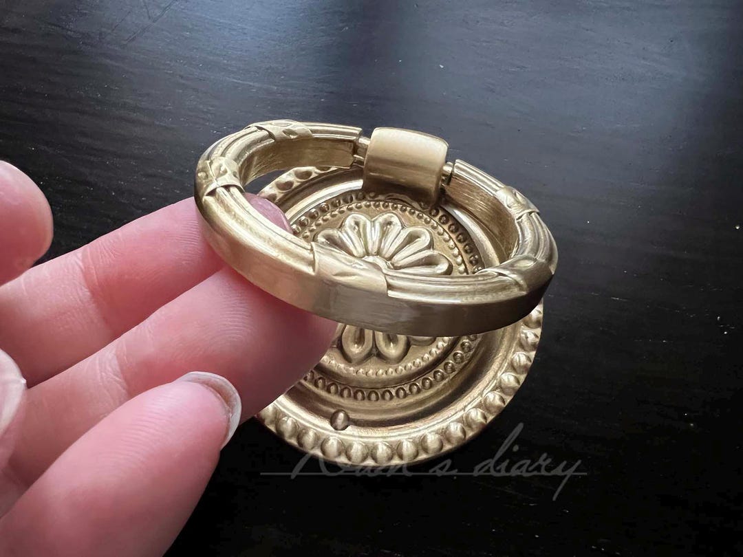 Solid Brass Drop Ring Pull: Cabinet & Drawer Hardware (1.85") - Etsy