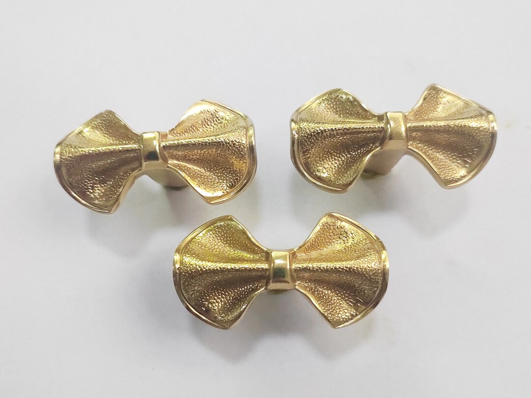 Brass Bow Tie Knobs Pulls Handles Dresser Knobs Gold Cabinet - Etsy