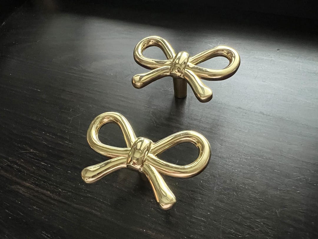 Brass Bow Knob, Gold Dresser Drawer Pull, Cabinet Hardware - Etsy
