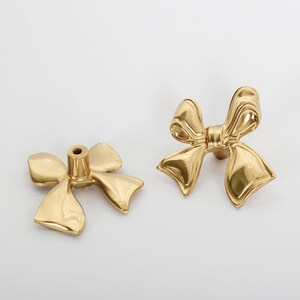 Modern Brass Bow Knobs Pulls Dresser Knob Pull Handles Gold Drawer Knob Pull Girls Room Cabinet ...
