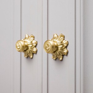 Brass Flower Knobs Kitchen Pulls and Knobs Cabinet Handles Knobs Nordic Style Drawer Knobs Pulls ...