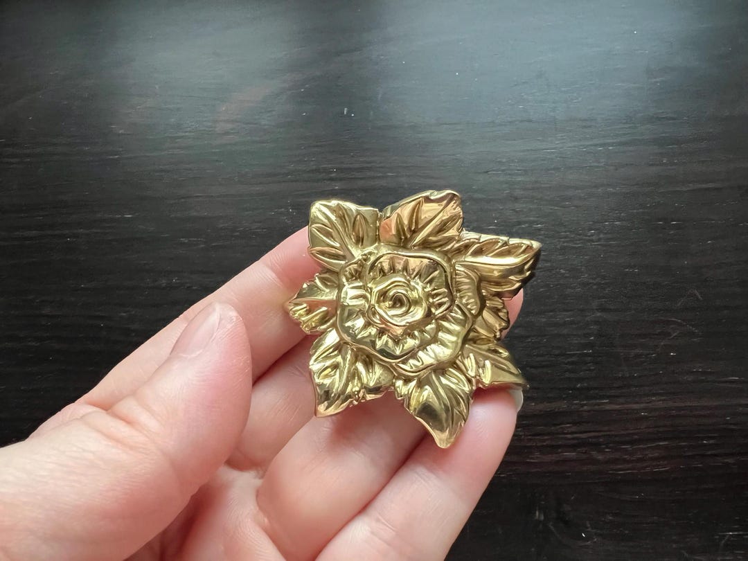Brass Flower Knobs Pulls Handles Dresser Knobs Gold Cabinet Knobs Handles Decor Kitchen Cupboard ...