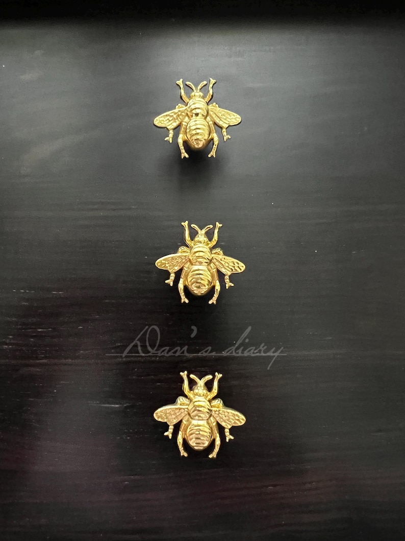 Solid Brass Bee Drawer Knob: Animal Cabinet Pull Handle - Etsy