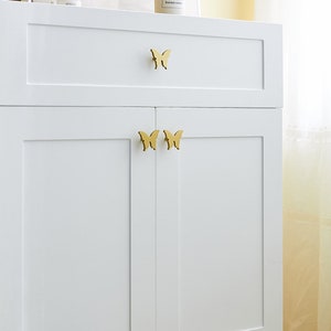 Modern Brass Butterfly Knobs Pulls Dresser Knob Pull Handles Gold Drawer Knob Pull Girls Room ...