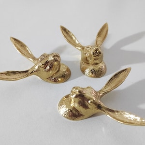 Brass Rabbit Knobs Modern Gold Knobs Decor Dresser Knobs Pulls Child Gift Drawer Knob Kitchen ...