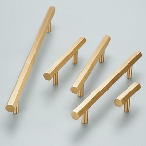 Hexagon Pull Brass Dresser Knob Drawer Pull Handle Retro Kitchen ...