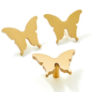Modern Brass Butterfly Knobs Pulls Dresser Knob Pull Handles Gold Drawer Knob Pull Girls Room ...