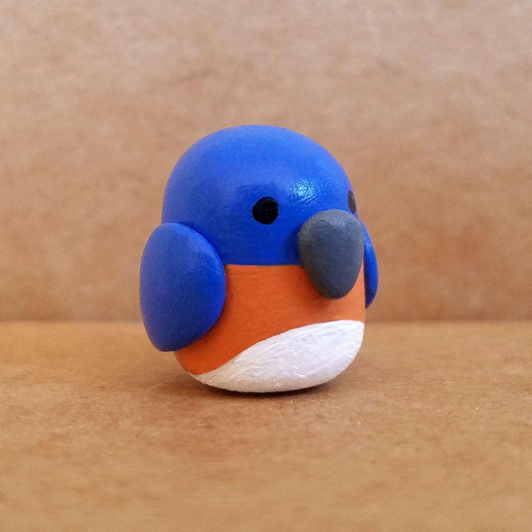 Mini Clay Bluebird Figurine: Handmade Bird Lover Gift - Etsy