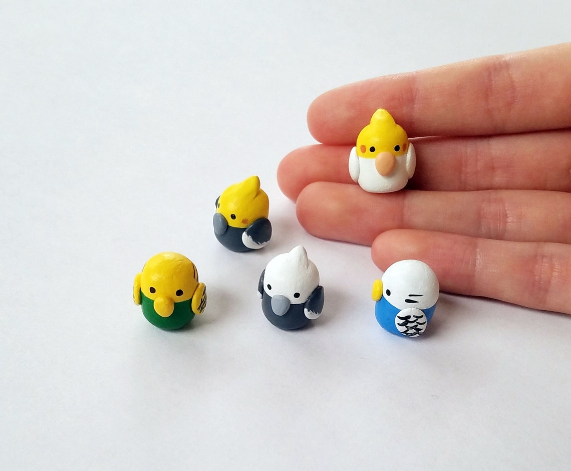 Cockatiel Mini Clay Figurine / Mini Bird Figure / Parrot Doll - Etsy