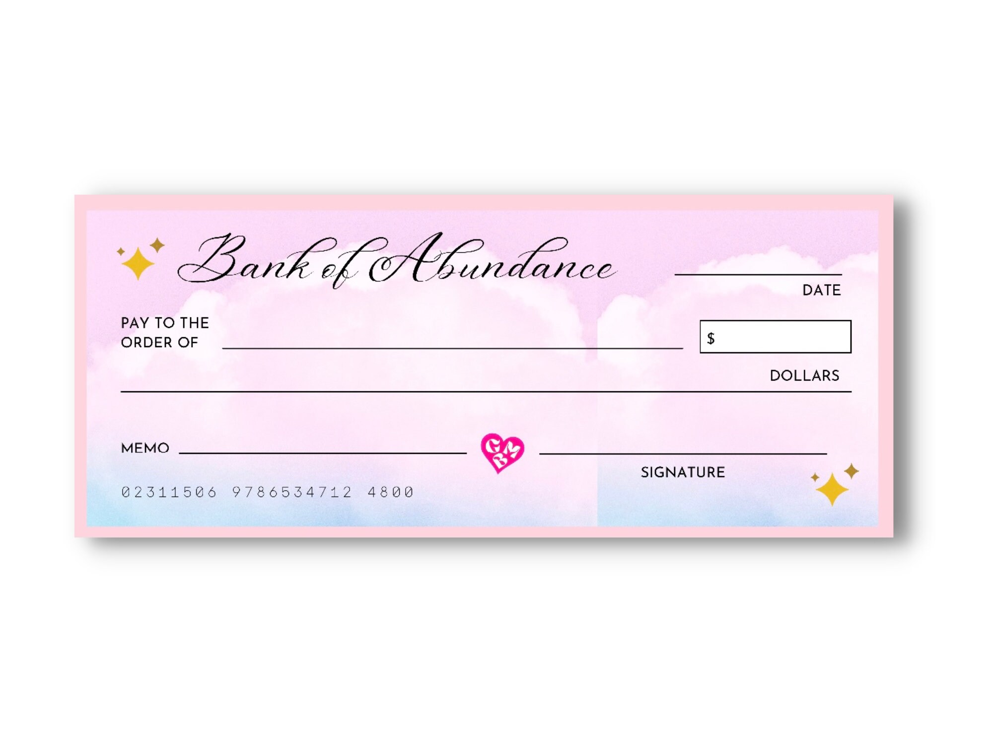 Manifestation Check Printable, Vision Board Printables, Blank ...