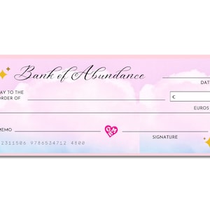 Manifestation Check Printable, Vision Board Printables, Blank ...