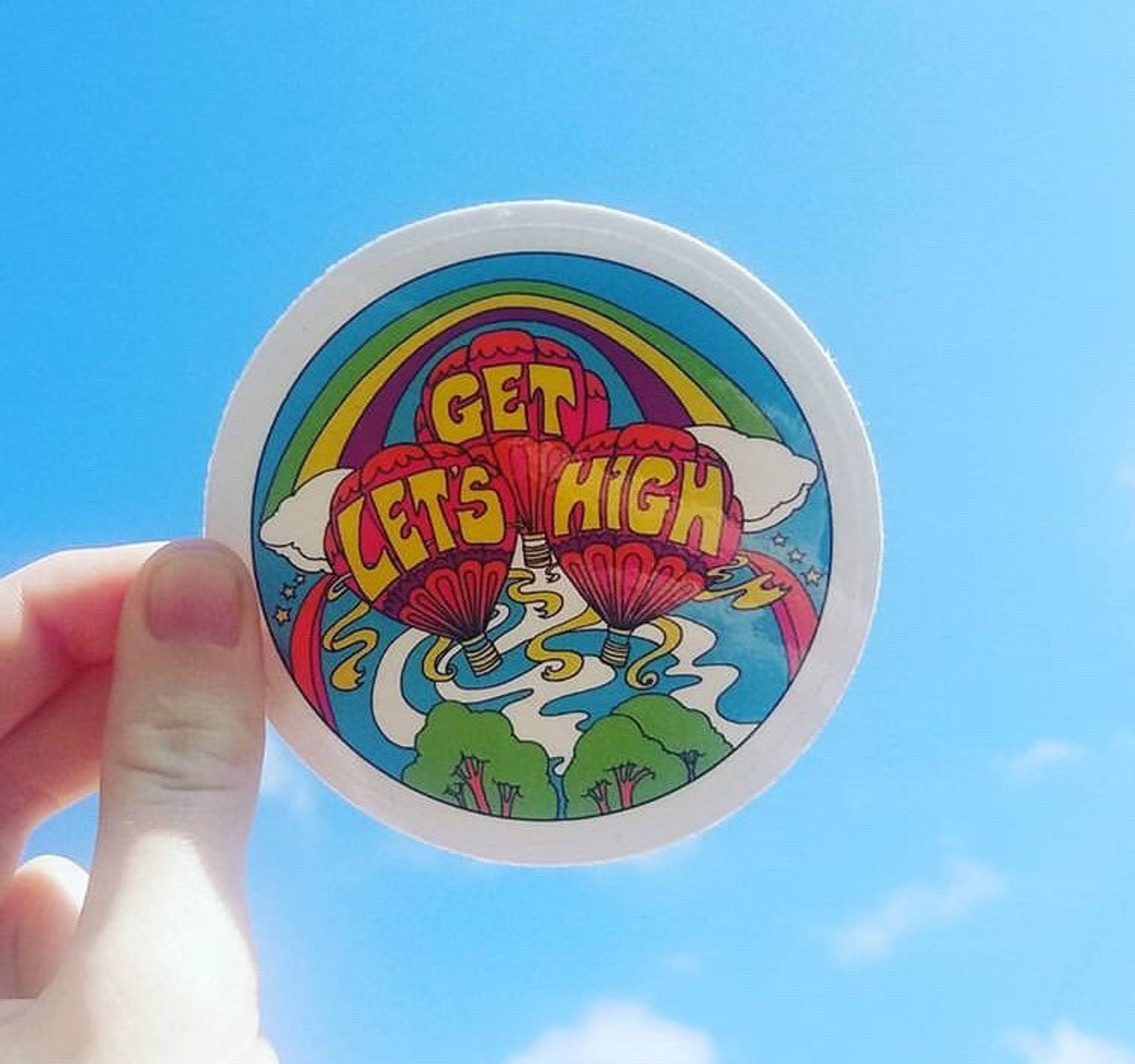 Let's Get High Sticker... Hot Air Balloons...sticker... - Etsy