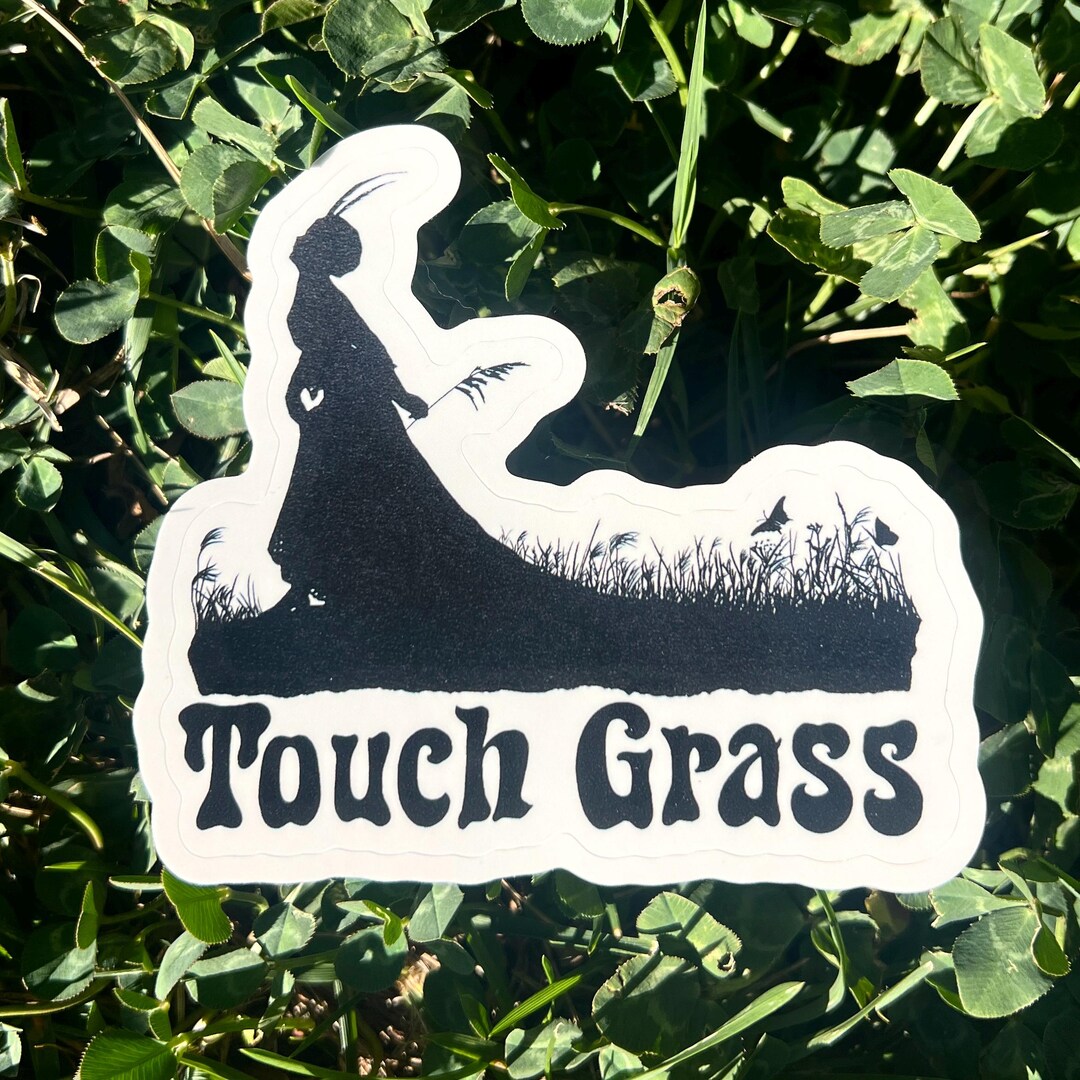 Touch Grass STICKER...1900 Art Nouveau...sticker..vintage....vinyl ...