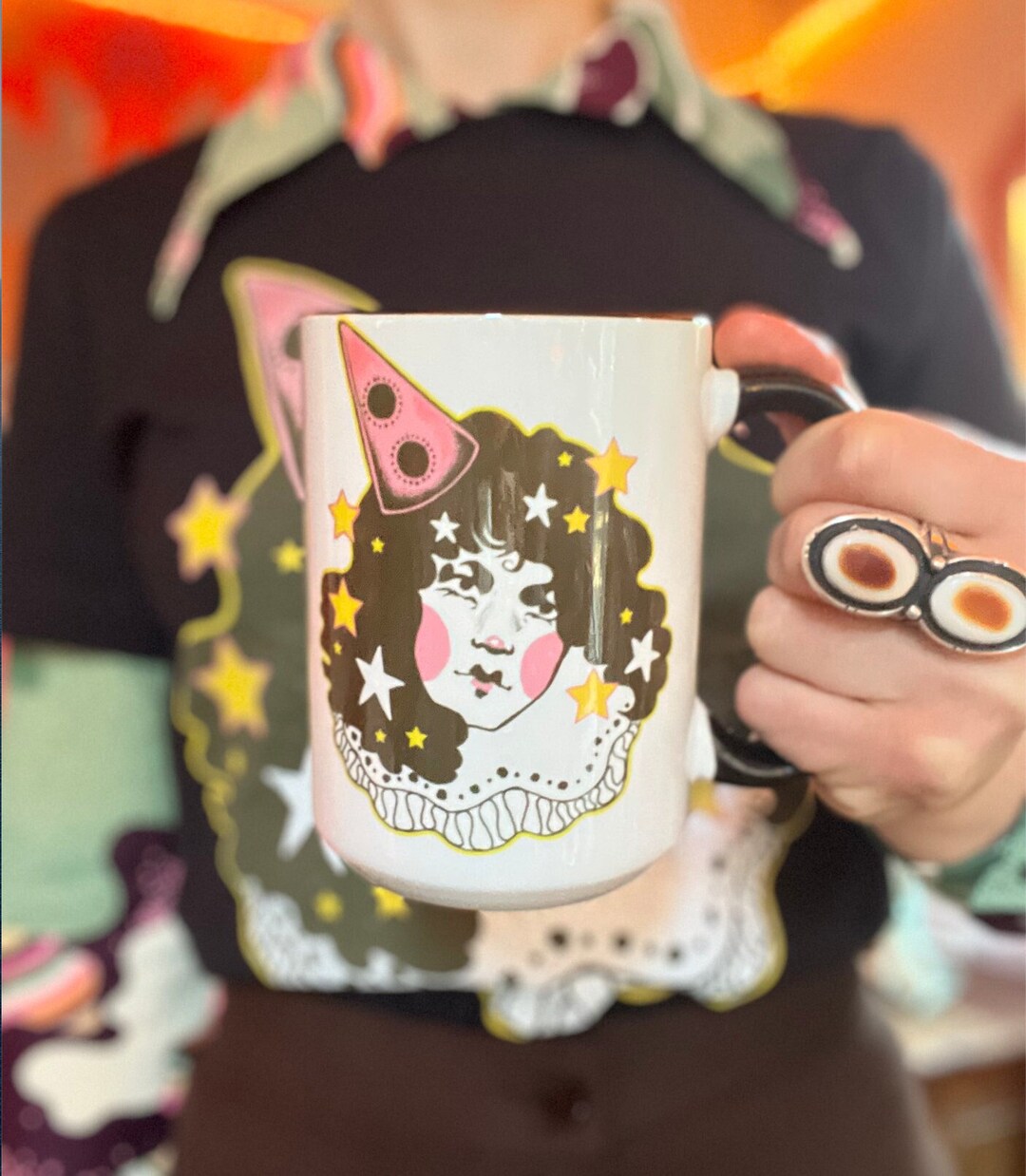 Glam Clown... Coffee Cup...mug... Clown... Circus...clowncore...retro ...