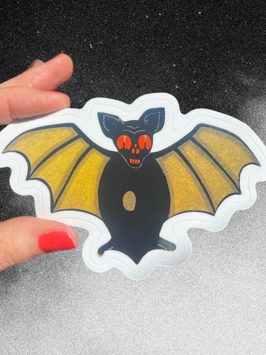 Spooky Bat Sticker...vintage 20s Antique Skull Bat...sticker....spooky ...