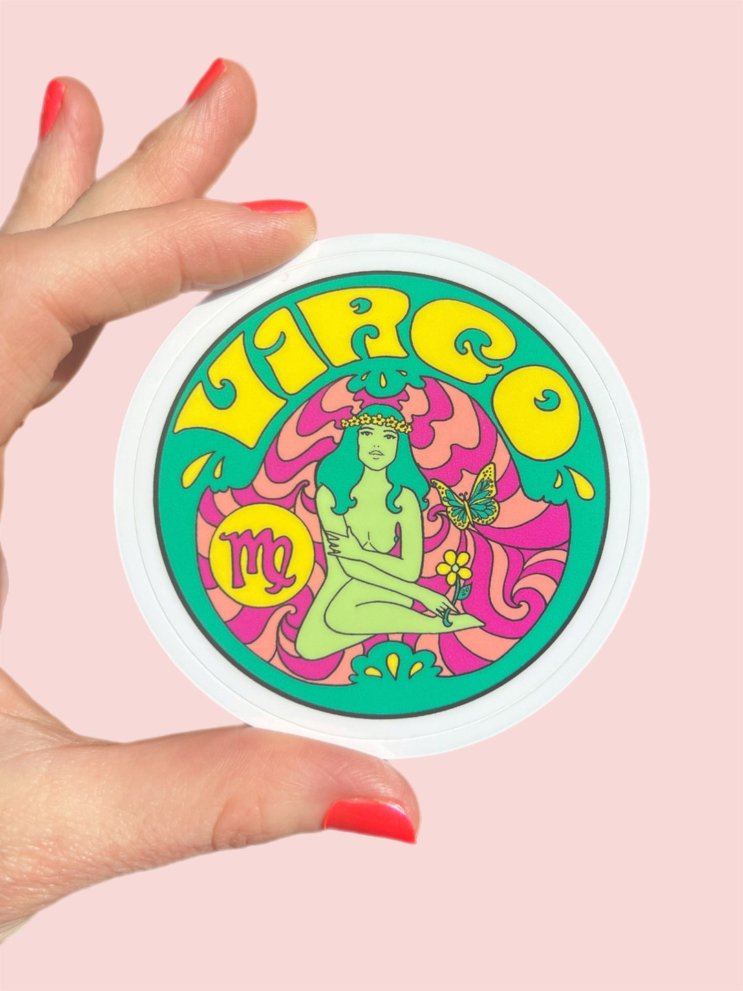 Virgo Sticker...astrology...zodiac...60s 70s...vinyl Sticker...peter ...