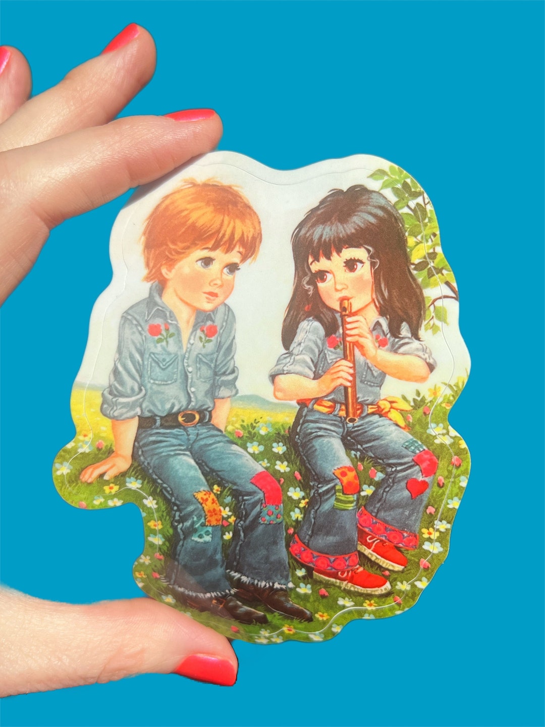 Big Eye Kids Stickers..60s 70s.sticker..hippie Hippy..cute...guitar ...