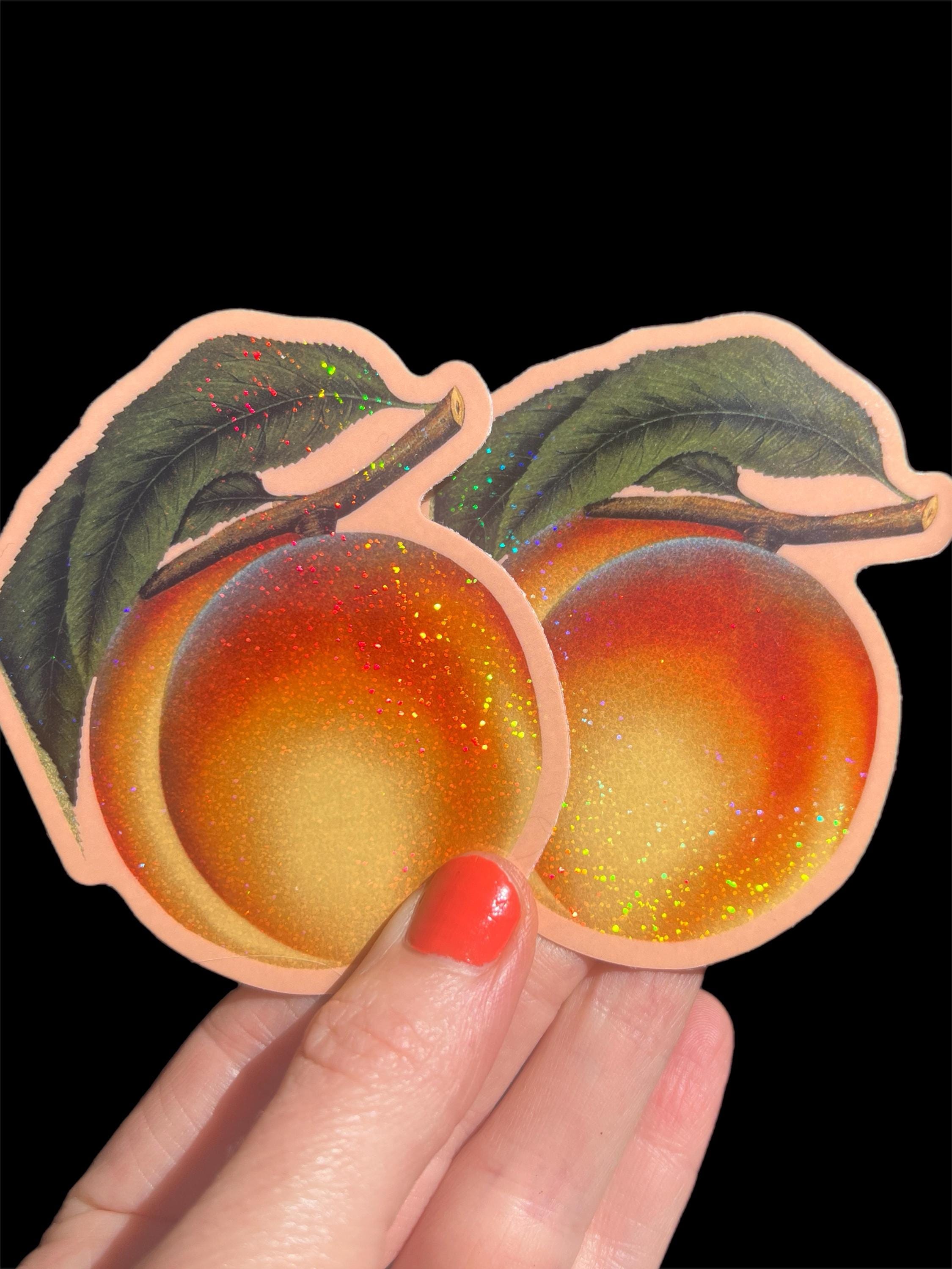 Peach Glitter Sticker...vintage Fruit Victorian Botanical... Garden ...