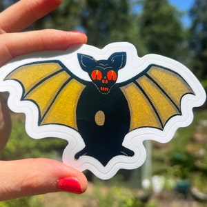 Spooky Bat Sticker...vintage 20s Antique Skull Bat...sticker....spooky ...