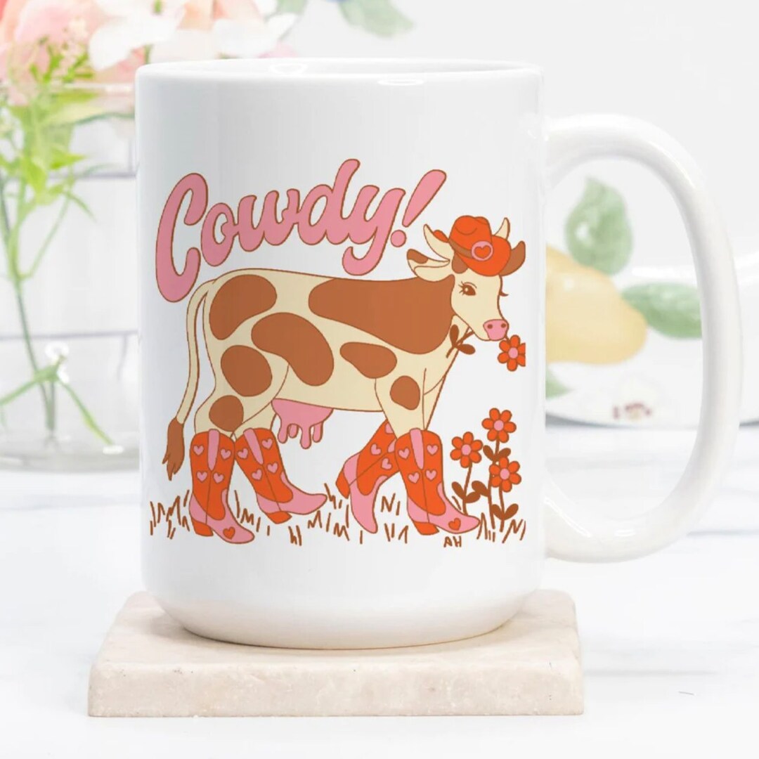 Cowdy Mug...cow With Cowgirl Hat...cute Mug...western...cowboy...audrey ...