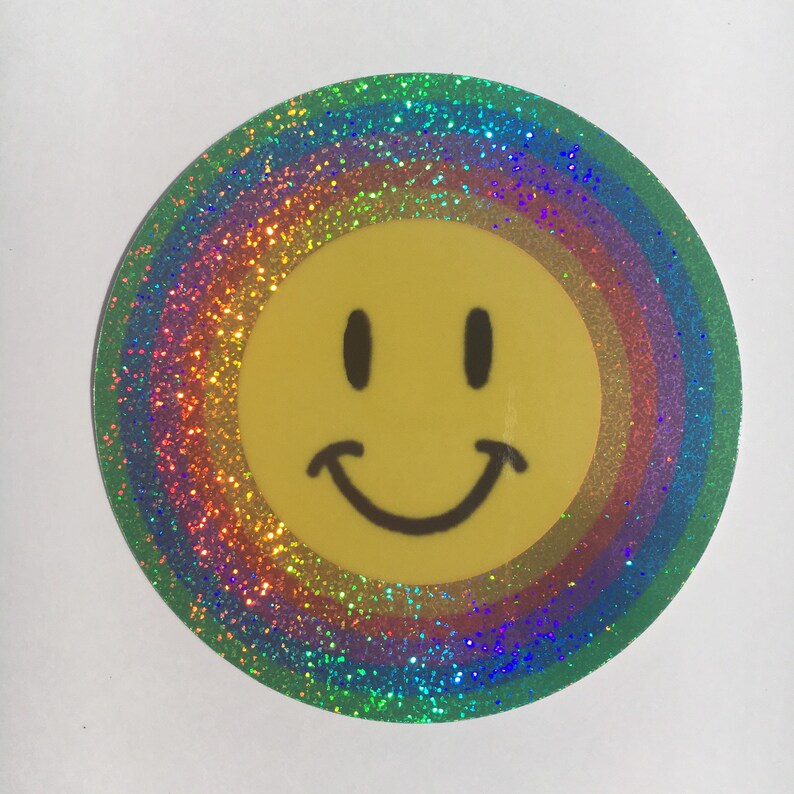 Happy Face Sparkle Sticker...sticker... - Etsy
