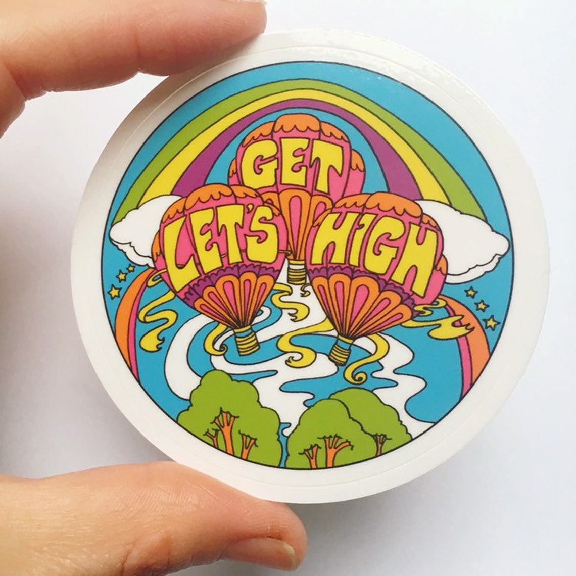 Let's Get High Sticker... Hot Air Balloons...sticker... | Etsy