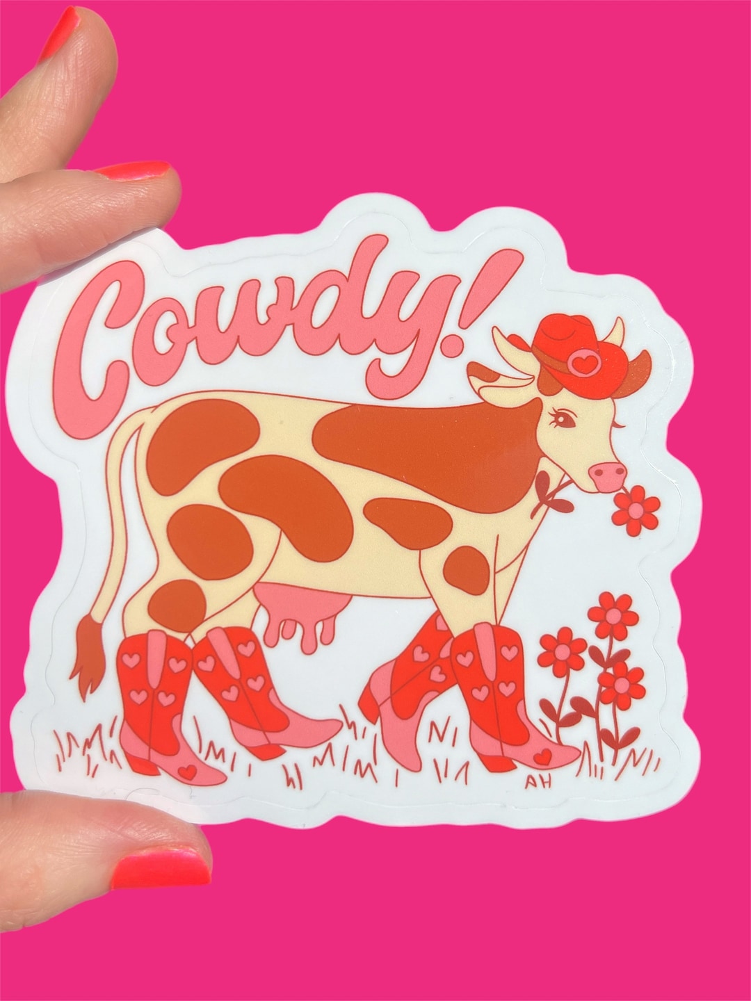 Cowdy...cowgirl Cow Sticker... Western...vinyl... Laptop... Stickers ...