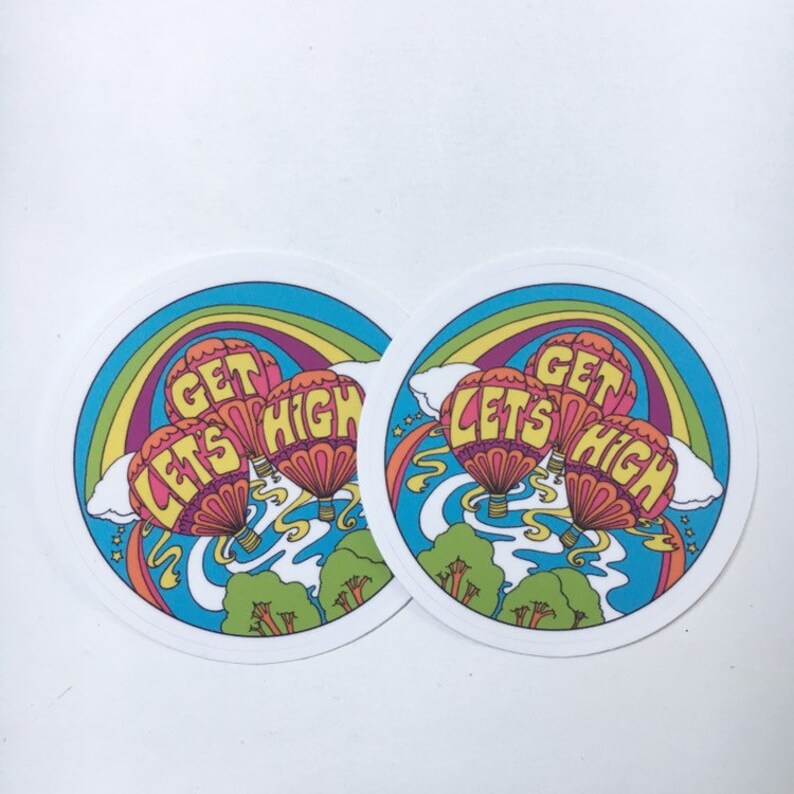 Let's Get High Sticker... Hot Air Balloons...sticker... - Etsy