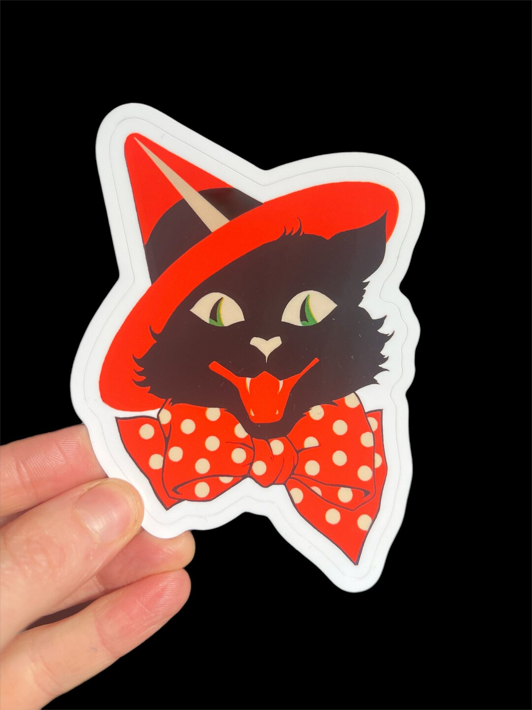 Vintage Witch Cat Sticker...sticker...spooky Season... Halloween Cat ...