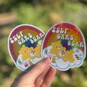 Self Care Bear Sparkle Sticker...sticker... 80s...vinyl Sticker... Cute ...