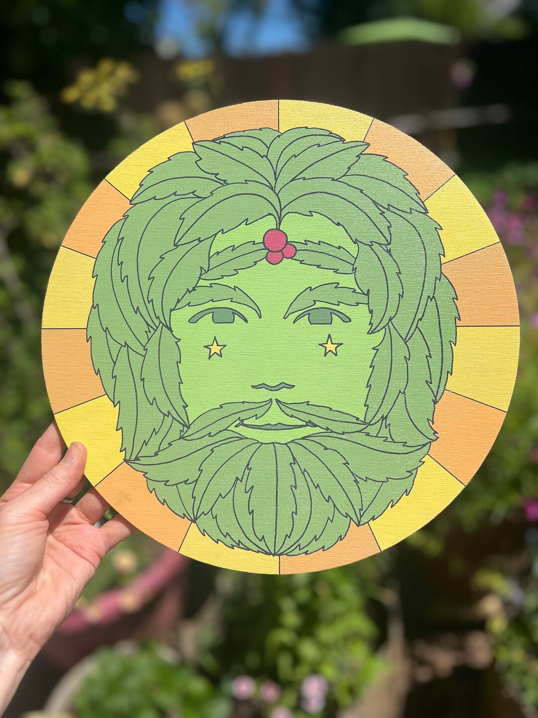 Green Man Wooden Sign...summer Solstice Decor... Folklore Garden Pagan ...