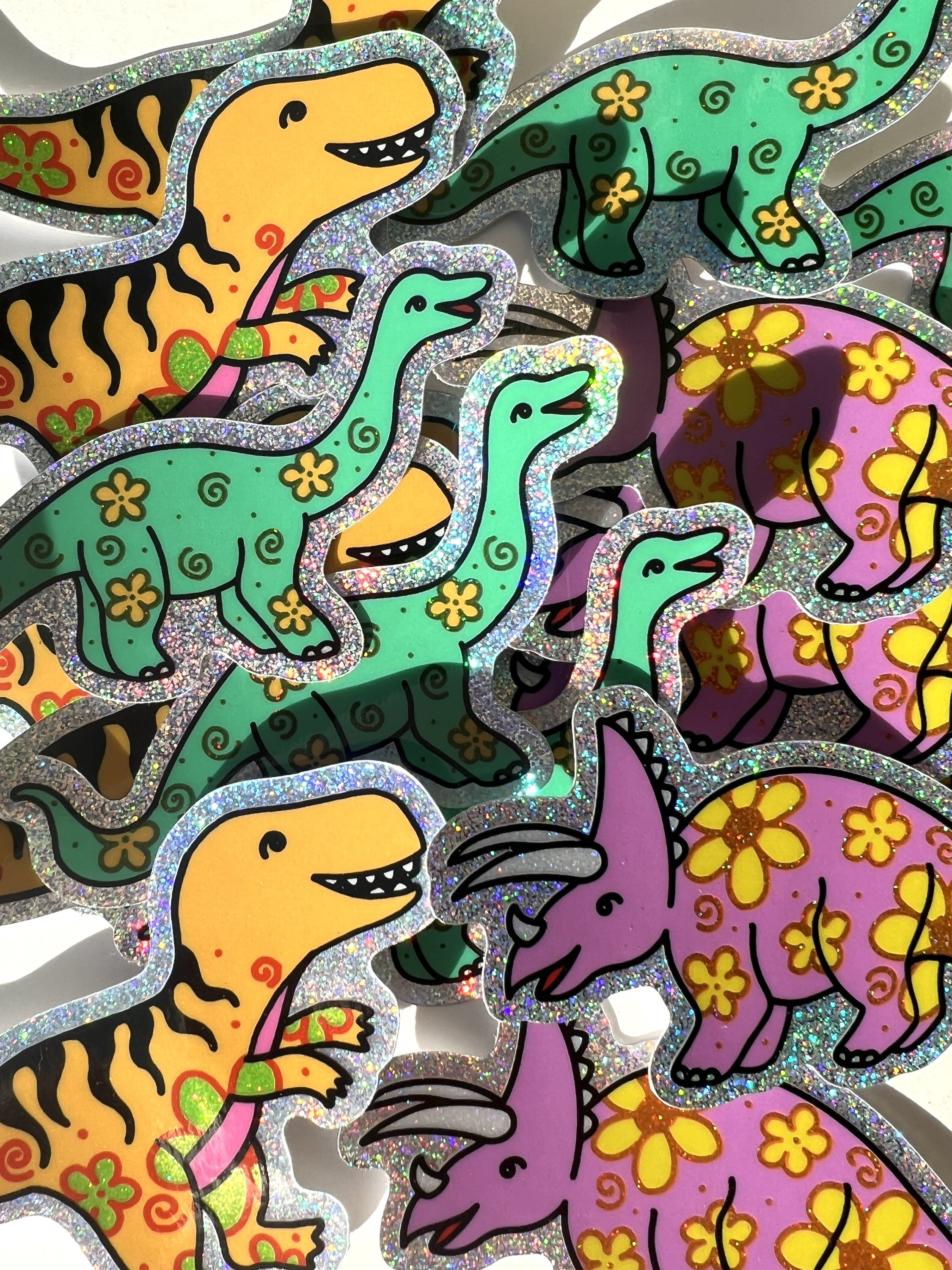 Dino Party... Dinosaur Stickers...trex Brontosaurus Triceratops...vinyl ...