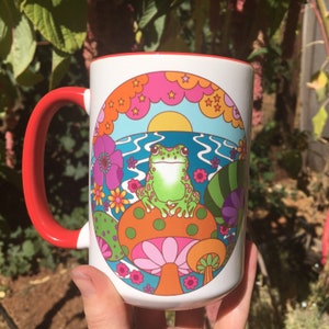 Happy Frog Mug...eco-friendly Packaging...mushroom...large Mug...happy ...
