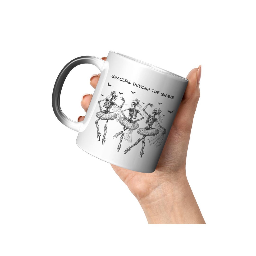 Dancing Halloween Mug Gothic Skeleton Ballerina Cup Spooky Ballet Fan ...