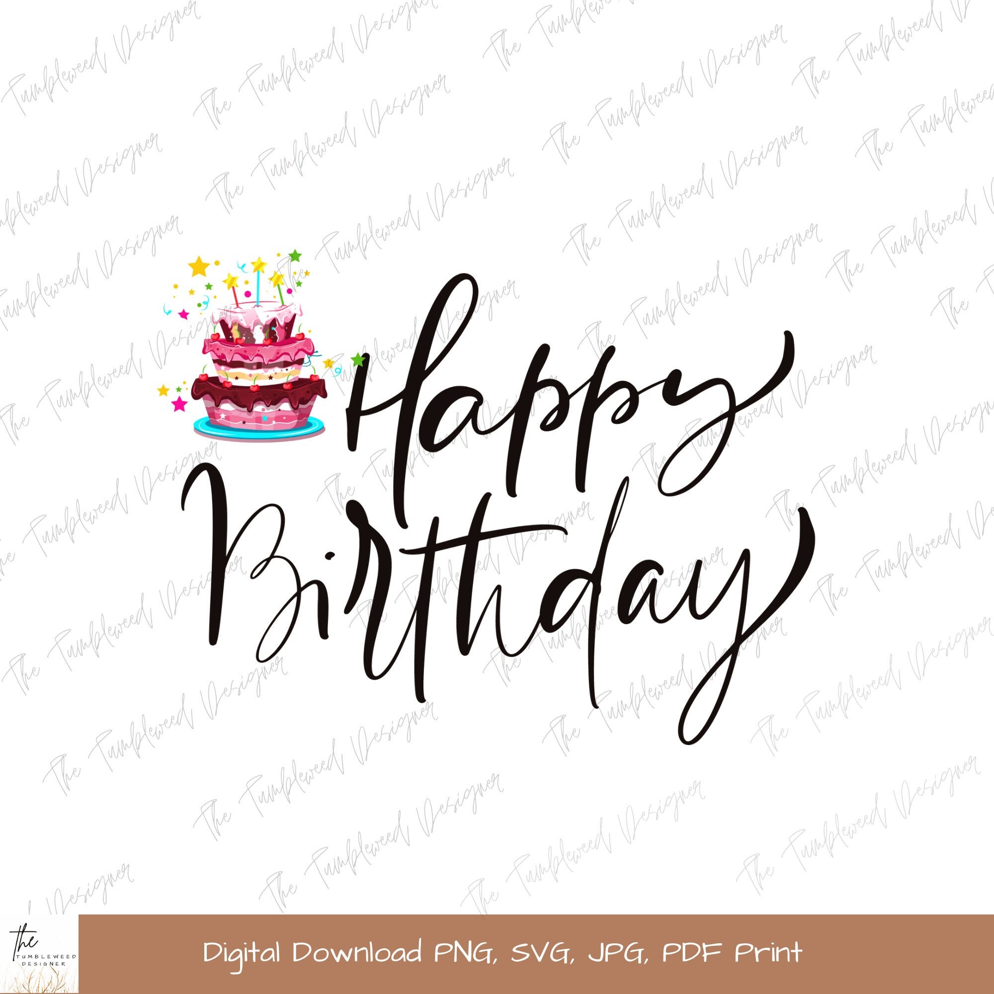 Script Happy Birthday Cake Happy Birthday Script Birthday - Etsy