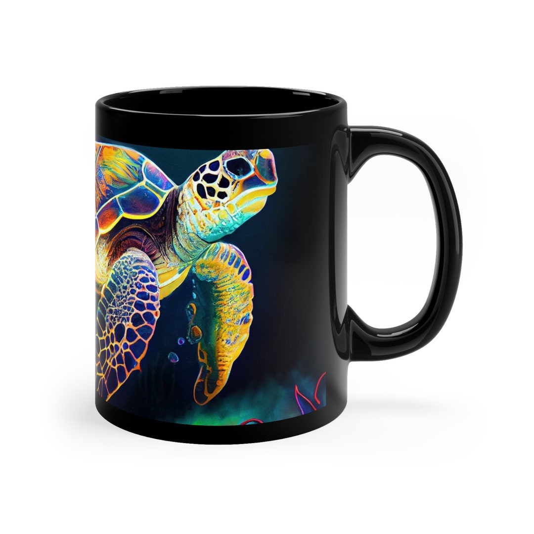 Neon Turtle Coffee Cup, Colorful Turtle Coffee Mug, - Etsy