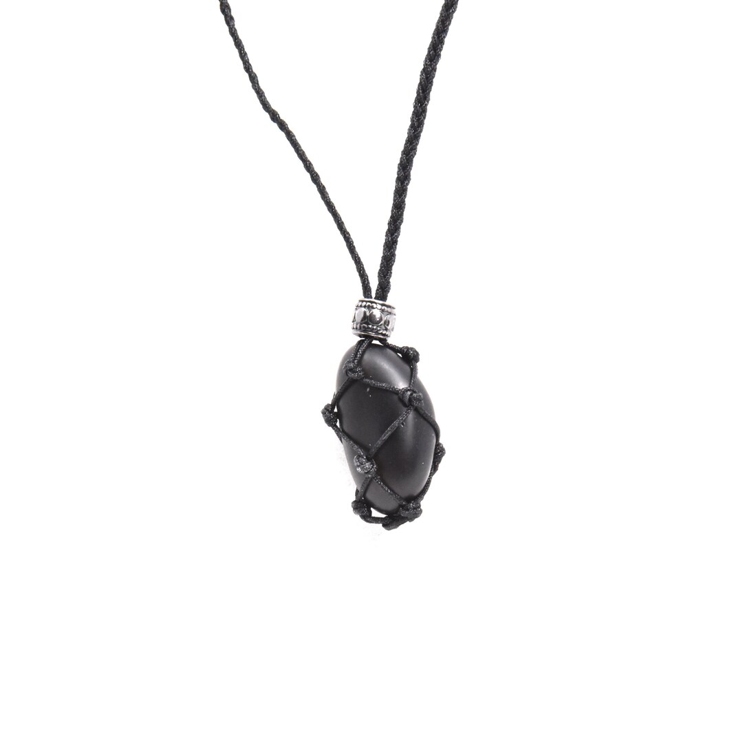 Apache Tear Necklace, Macrame Necklace, Apache Tear - Etsy