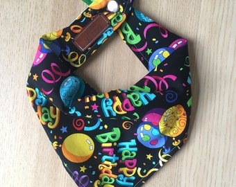 Happy Birthday Dog Bandana with Balloons Streamers and Stars