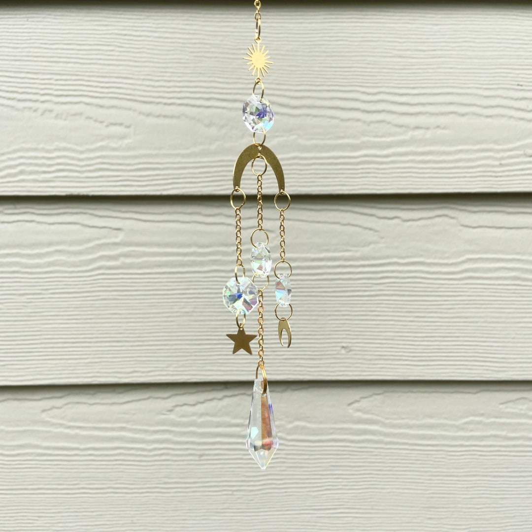 Rainbow Crystal Suncatcher, Hanging Crystal Suncatcher, Boho Suncatcher ...