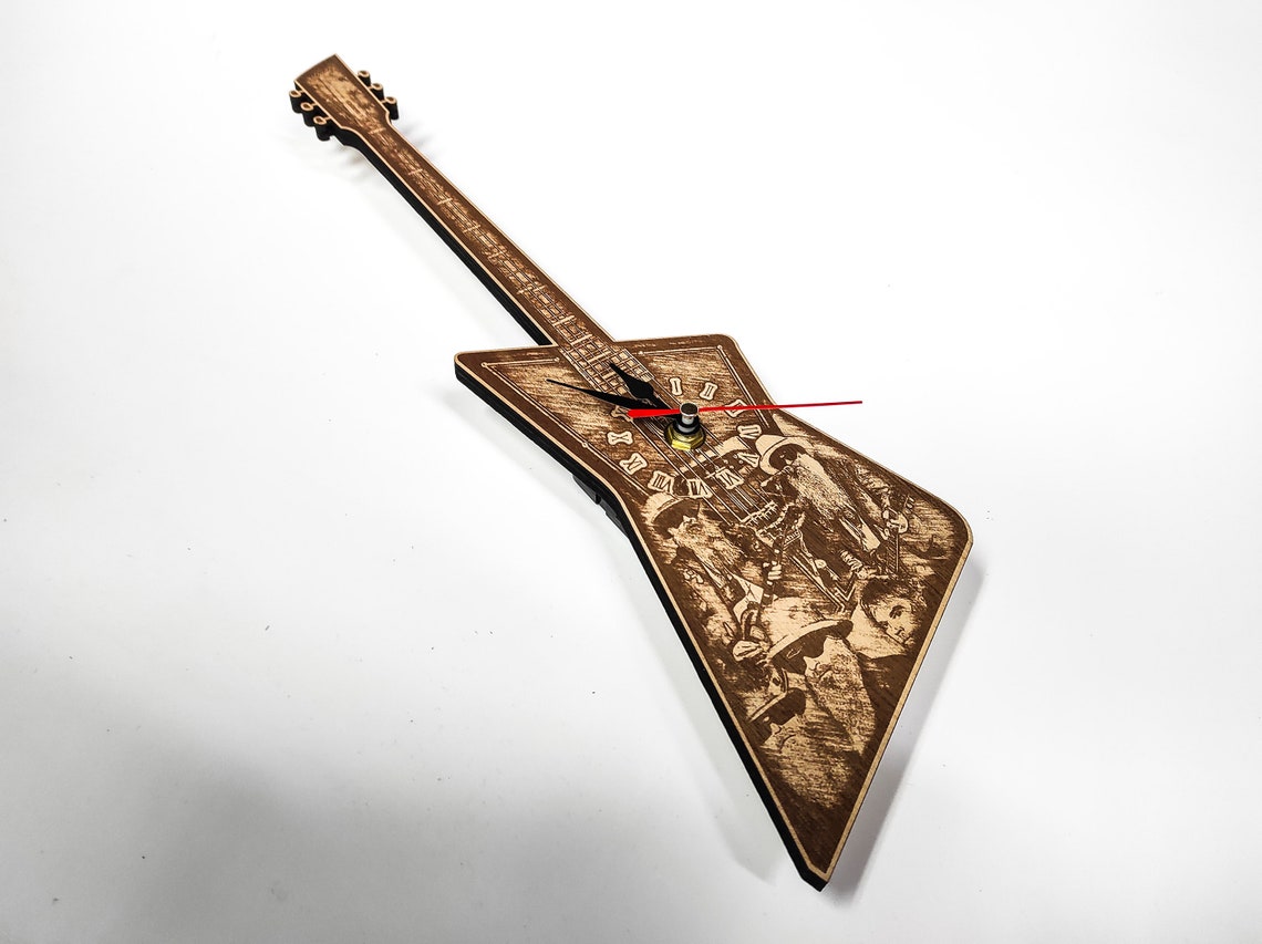 Billy Gibbons From ZZ Top Inspired Wooden Guitar Wall Clock | Etsy