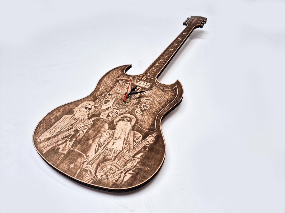 Billy Gibbons From ZZ Top Inspired Wooden Guitar Wall Clock - Etsy