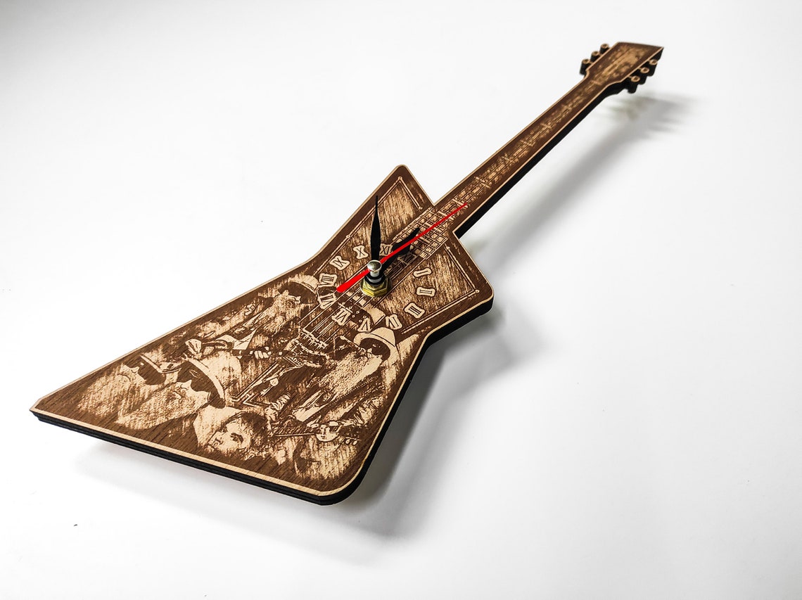 Billy Gibbons From ZZ Top Inspired Wooden Guitar Wall Clock | Etsy