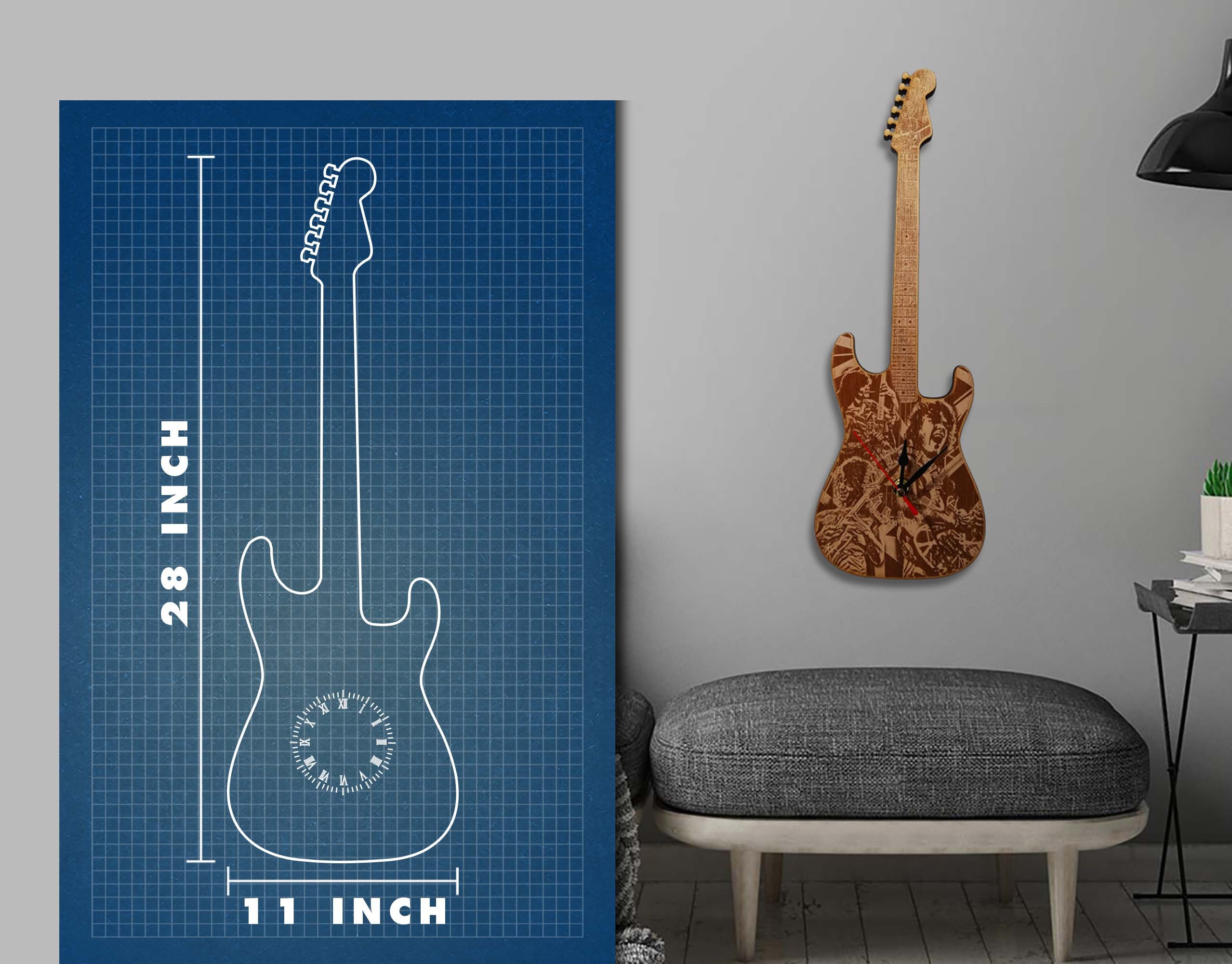 Eddie Van Halen Inspired Wooden Guitar Wall Clock - Etsy