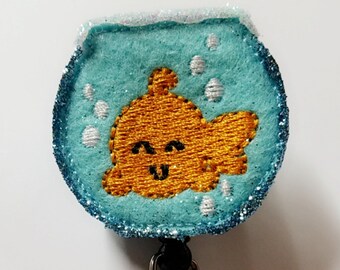 Fish Bowl Liquid-filled 3D Shaker Badge Reel - Etsy