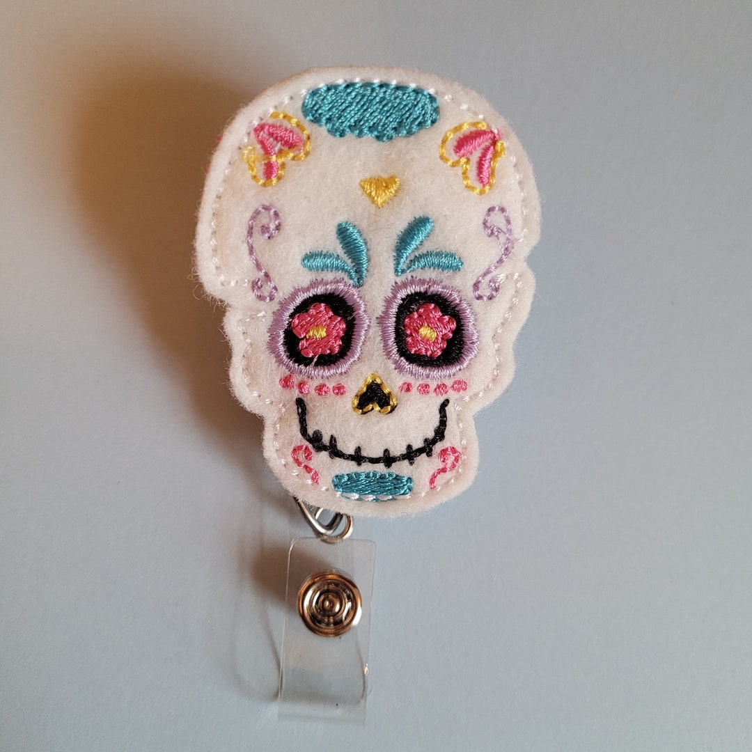 Sugar Skull Badge Reel - Etsy