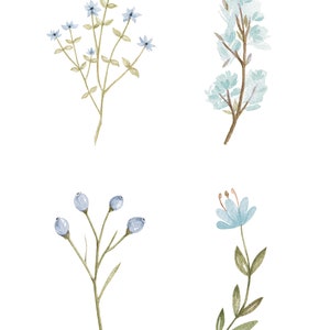 Watercolor Wildflowers Printable Art Set of 9, Instant Digital Download ...