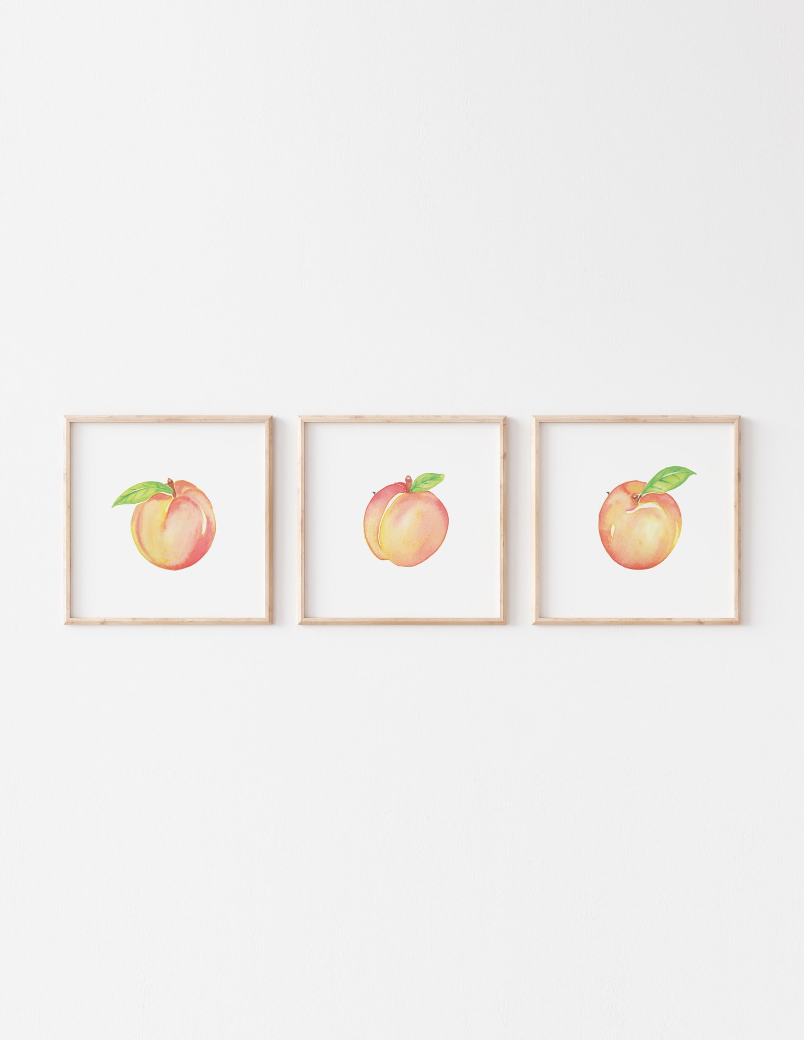 Watercolor Peach Print Set: Summer Kitchen Wall Decor (digital Download ...