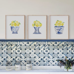 Lemons in China Vases Printable Art Set of 3 Prints, Instant Digital ...